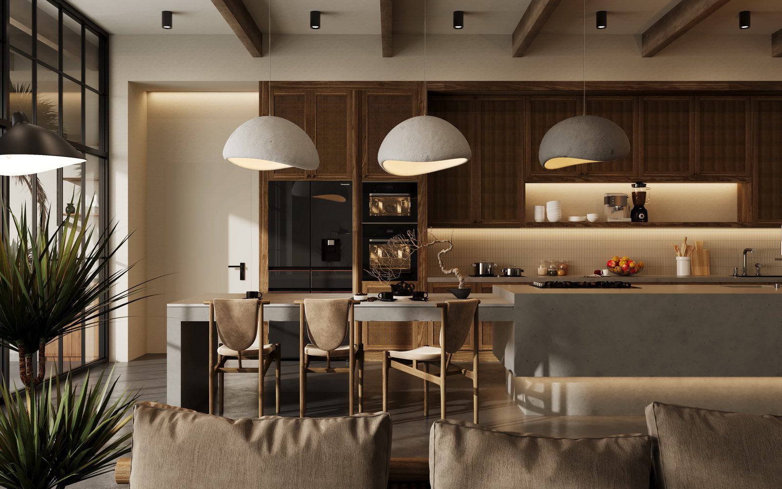 11952. 3Ds Max Living Room - Kitchen Interior Model Download By Kim Ngan