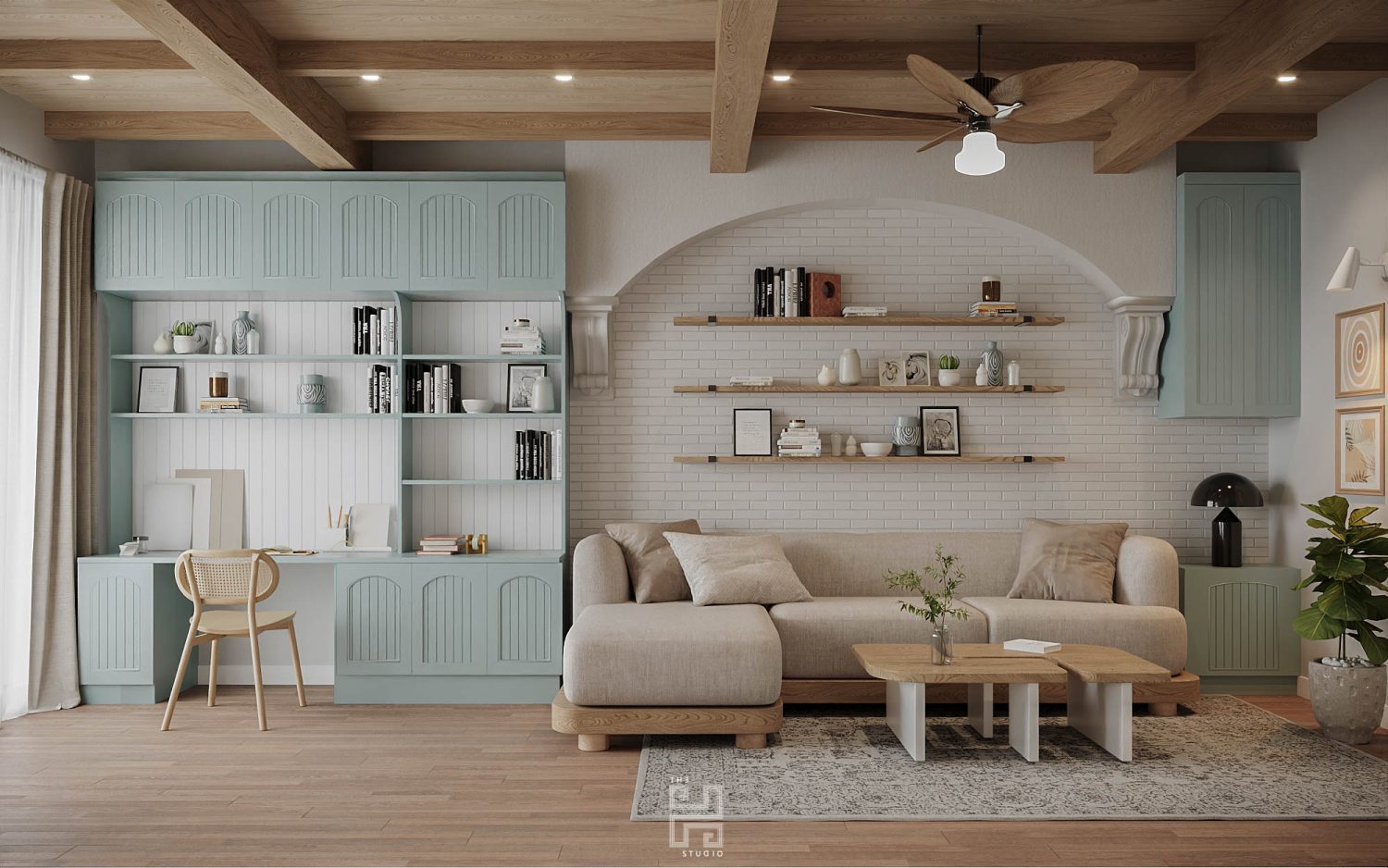 13507. 3Ds Max Living Room - Kitchen Interior Model Download by Tran ...