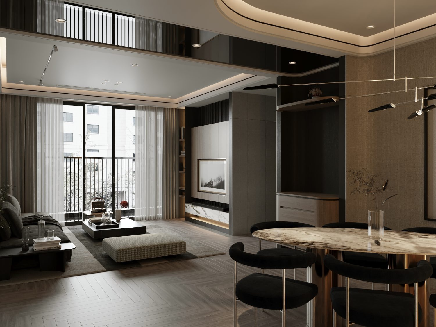 13515. 3Ds Max Living Room - Kitchen Interior Model Download by Tran ...