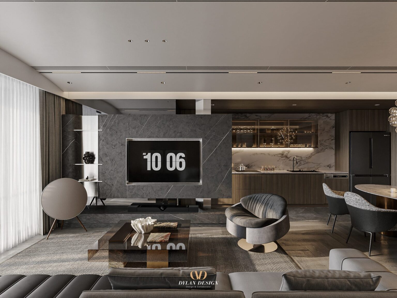 13812. 3Ds Max Living Room – Kitchen Interior Model Download By Bui Vien