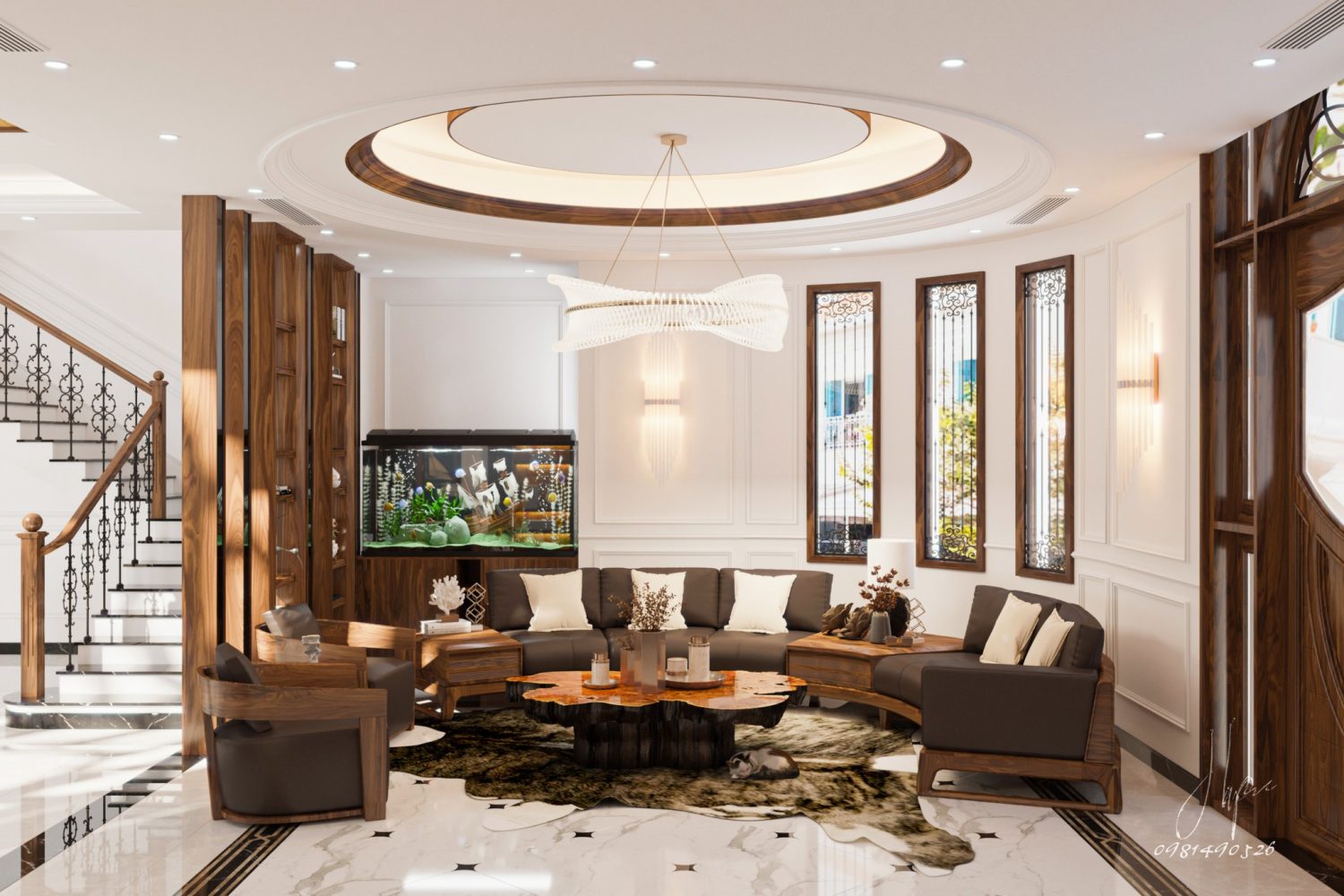 13348. 3D Living Room - Kitchen Interior Model Download by Phung Manh Ha