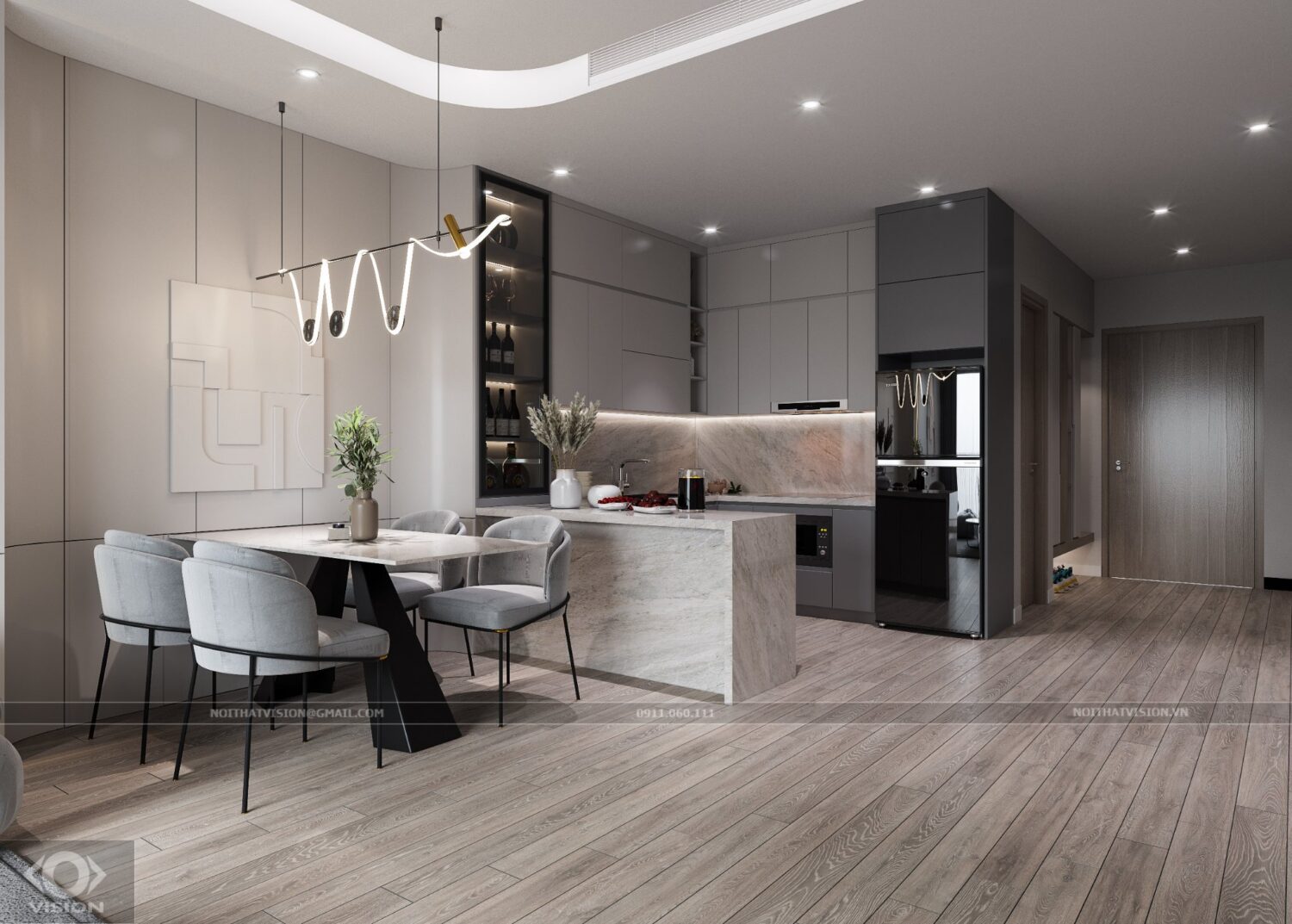 12578. Free 3D Living Room- Kitchen Interior Model Download